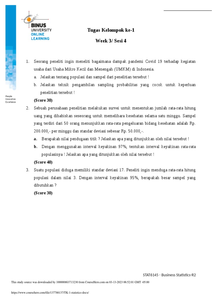 TK 1 Statistics | PDF