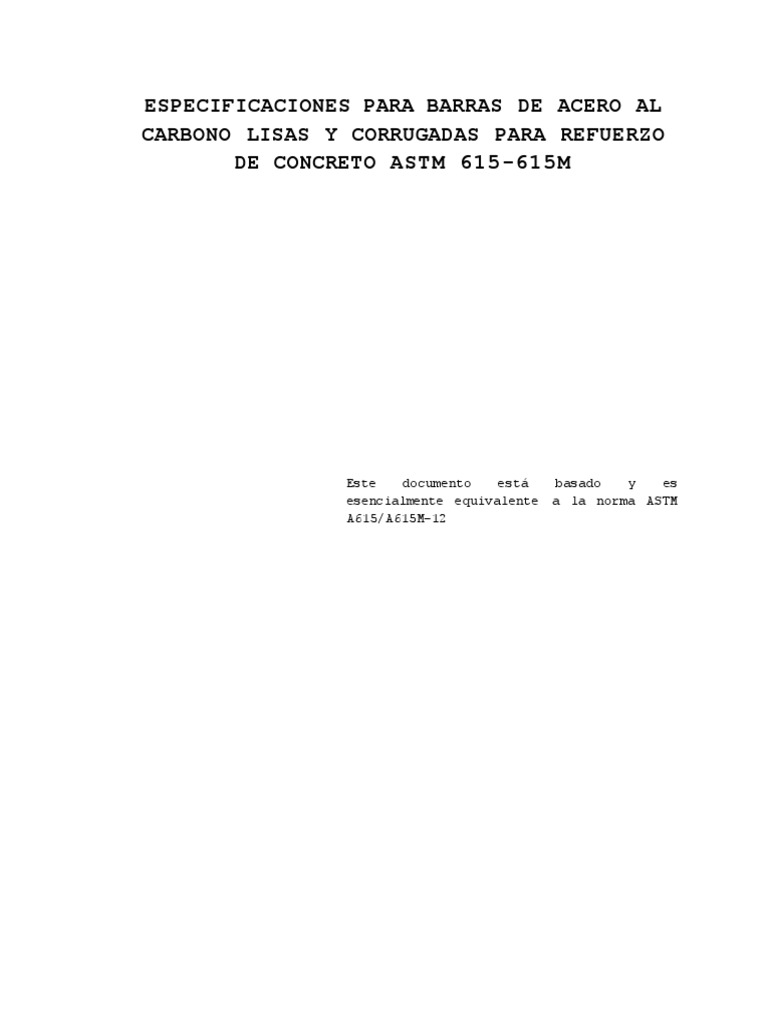 Acero (ASTM A615-A615 M-12) V | PDF | Acero | Laminado (metalmecánica)