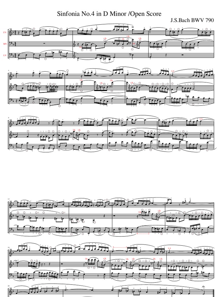 Bach's Sinfonia No. 4 BWV 790 | PDF