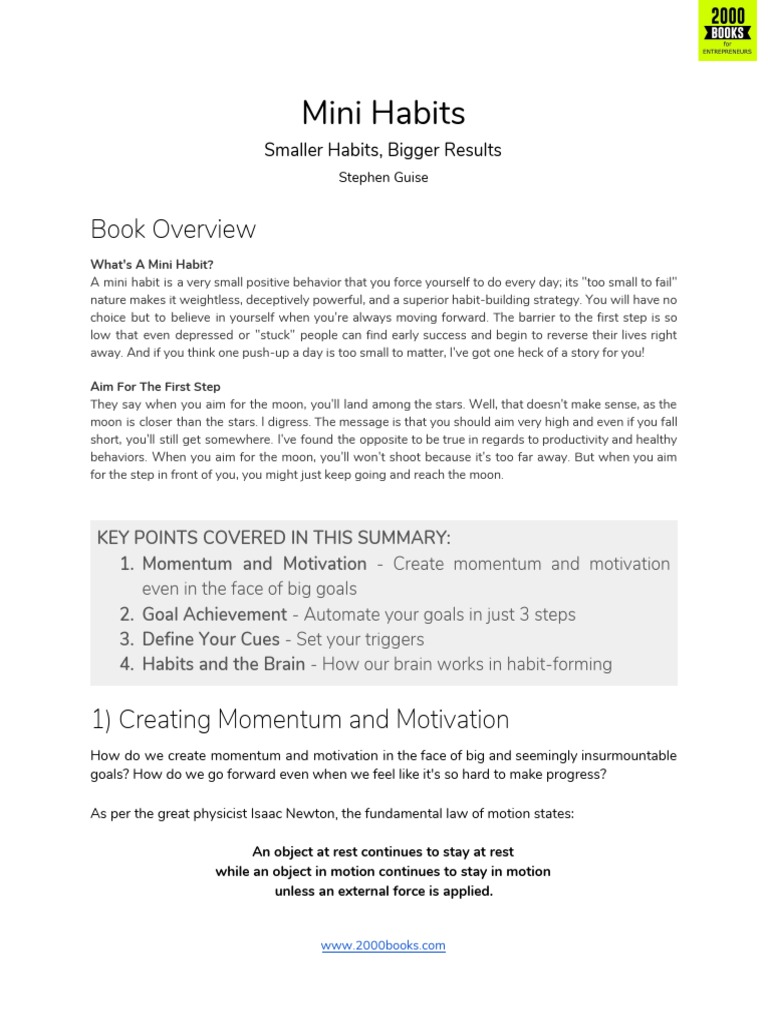 Mini Habits v.1 PDF | PDF | Habits | Self-Management