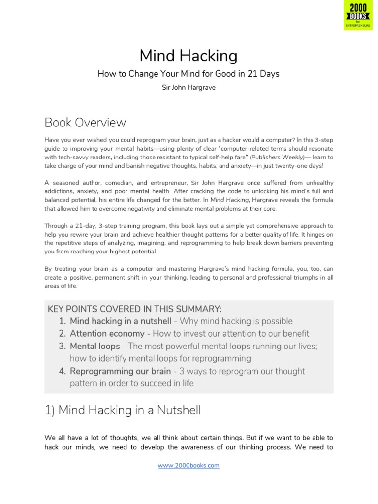 Mind Hacking PDF | PDF | Thought | Mind
