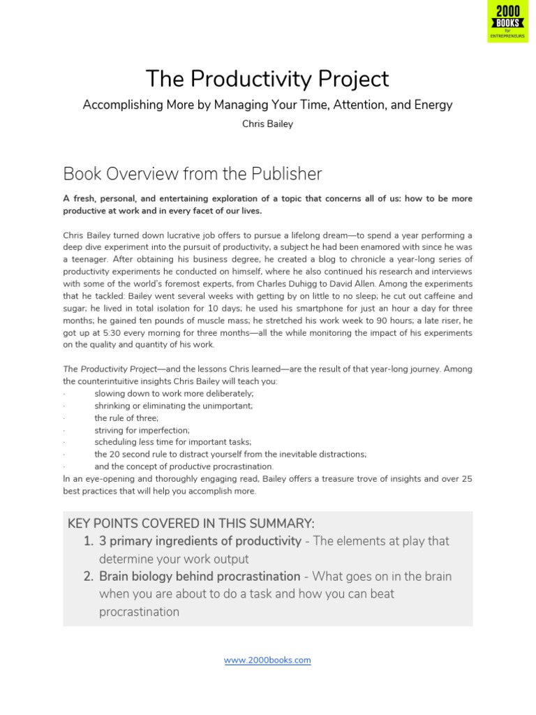 Productivity Project PDF | Download Free PDF | Attention | Professional ...