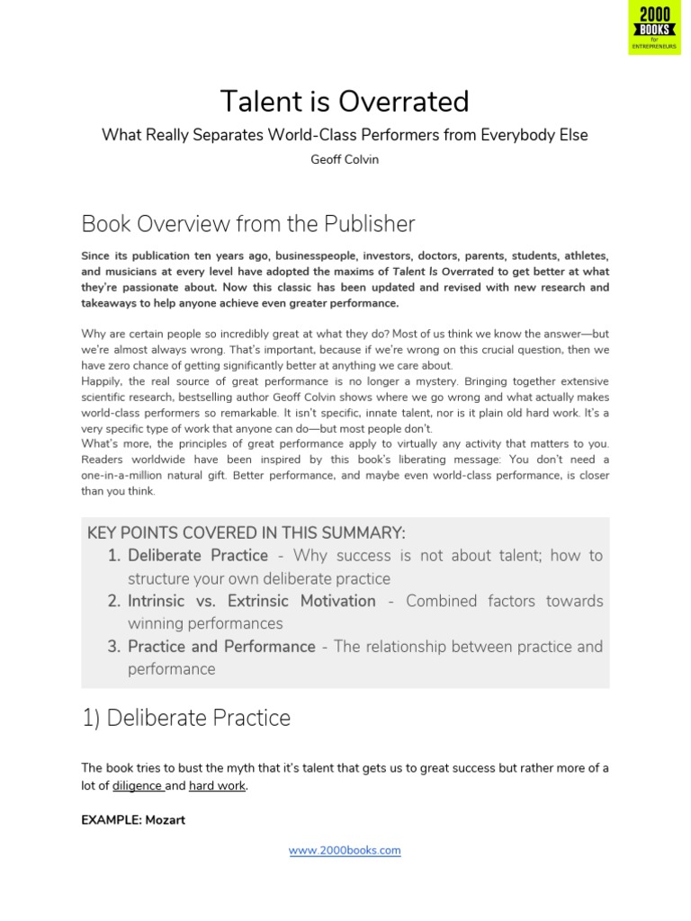 Talent Is Overrated | PDF | Motivation | Motivational