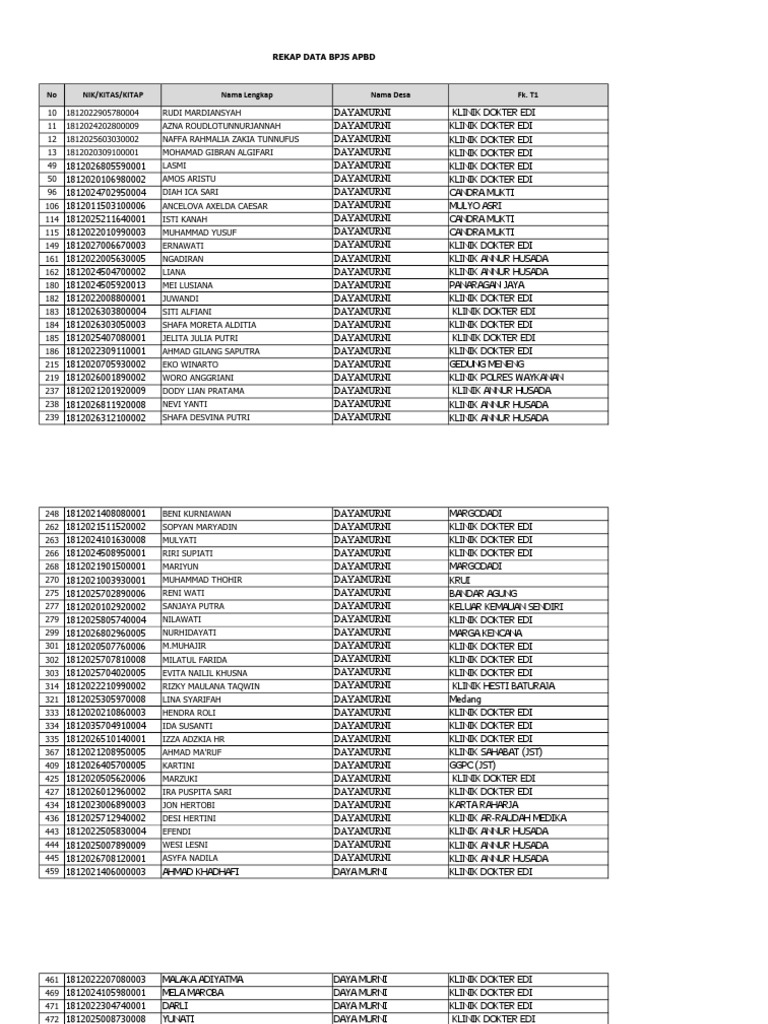 Rekap Data BPJS PDF | PDF