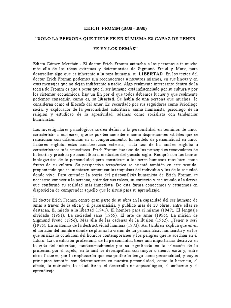 Erich Fromm | PDF | Erich Fromm | Psicoanálisis