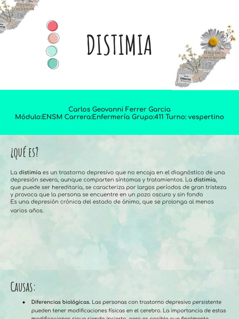 Entendiendo la Distimia: Causas y Síntomas | PDF | Trastorno depresivo ...