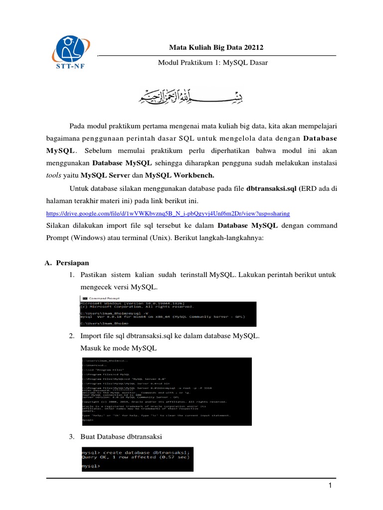 Modul Praktikum Big Data - MySQL Dasar | PDF | Komputer