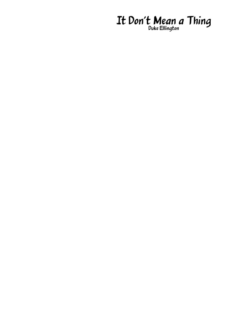 It Dont Mean A Thing Duke Ellington - Full Big Band Arrangement PDF | PDF