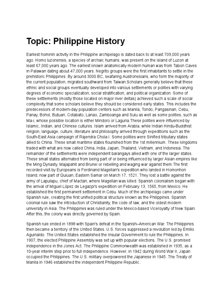 An In-Depth Exploration of Philippine History from Prehistoric Times to ...