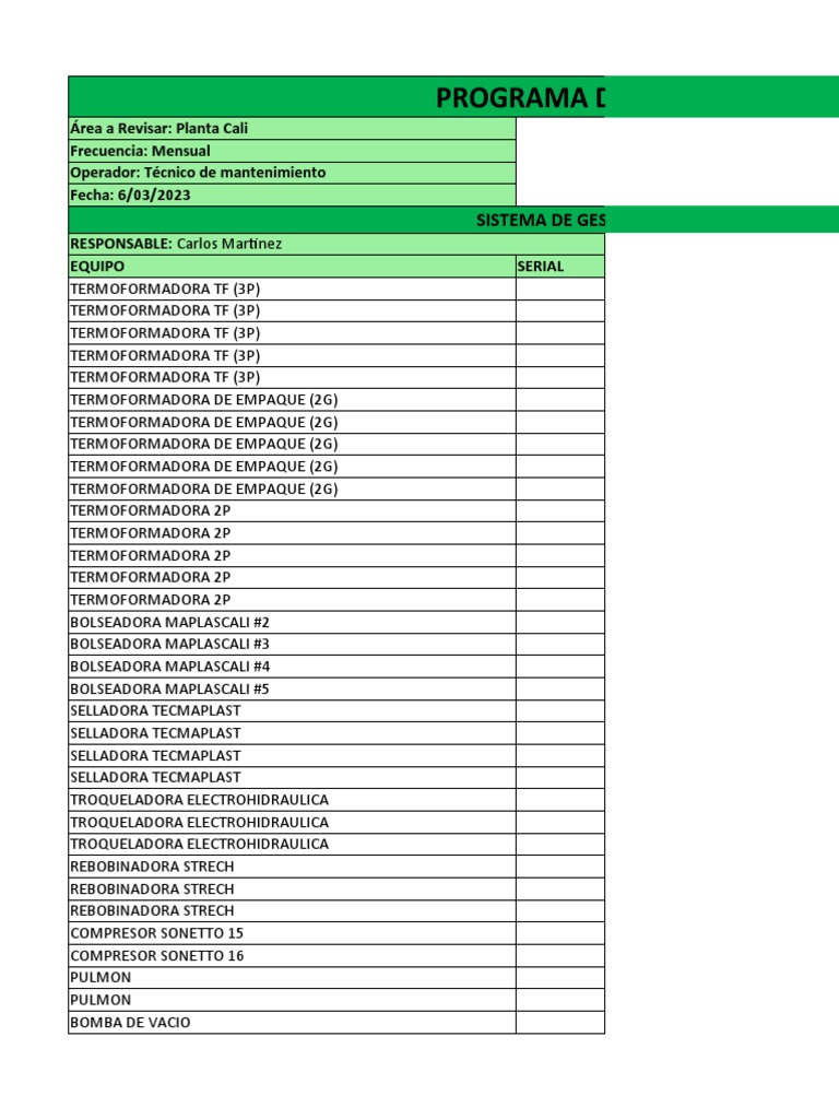 Programa de Mantenimiento | PDF