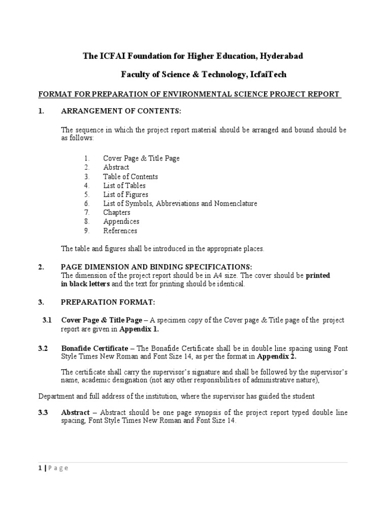 Guidelines To Prepare Project Report Format-2023 | PDF | Times New ...