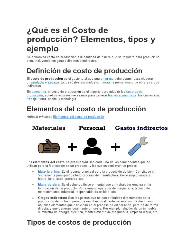 Guía de Costos de Producción | PDF | Costo | Producción y fabricación