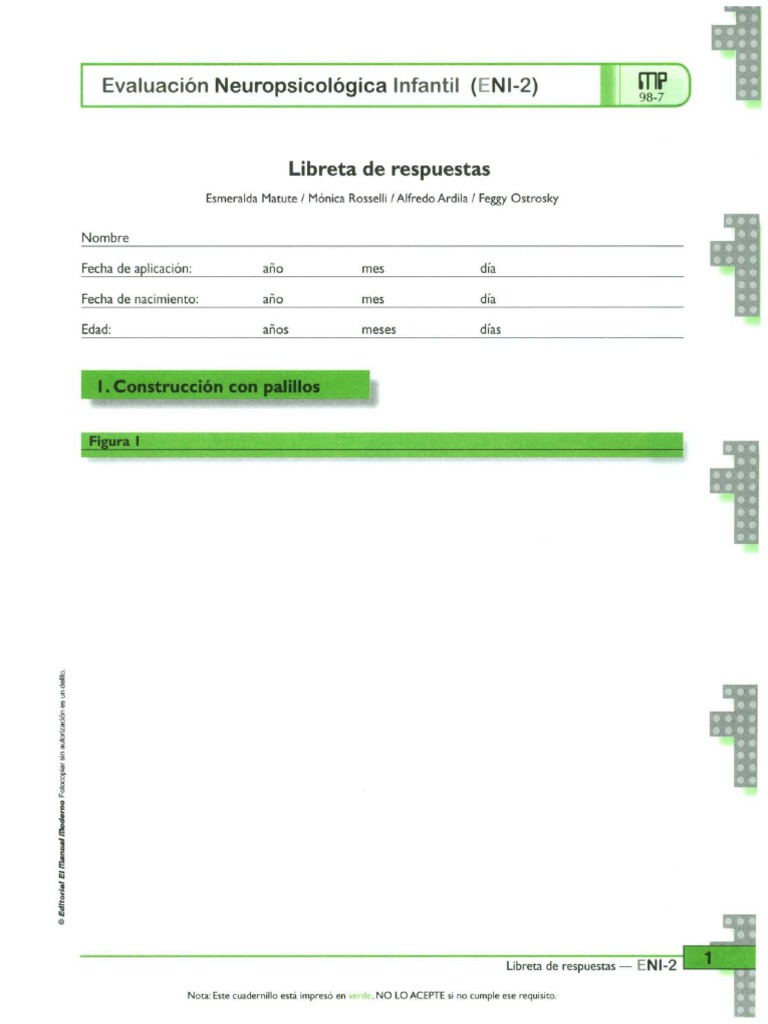 Libreta de Respuestas Eni 2 Aplicacion de La Prueba | PDF
