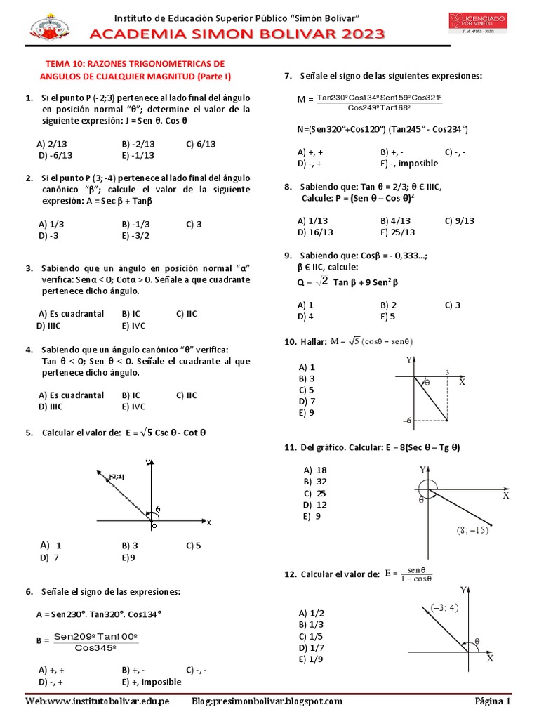 Separata 09-Angulos de Cualquier Magnitud Pre Simon Bolivar 2023 | PDF