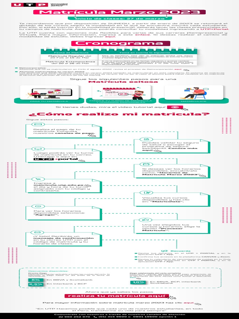 Guía Completa de Matrícula UTP 2023 | PDF