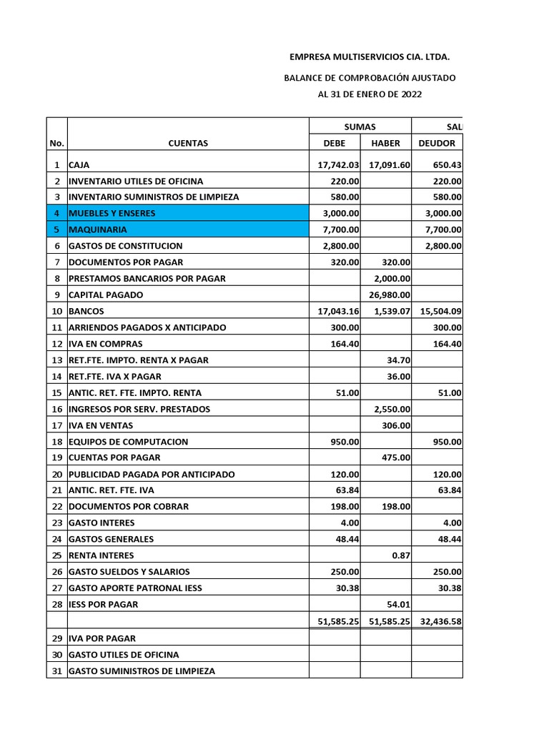 Ejemplo Balances | PDF | Hoja de balance | Negocios económicos