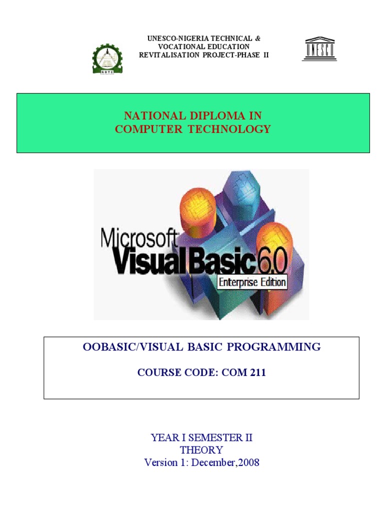 Com 211 Oobasicvisual Basic Programming Theory Pdf Variable Computer Science Data Type
