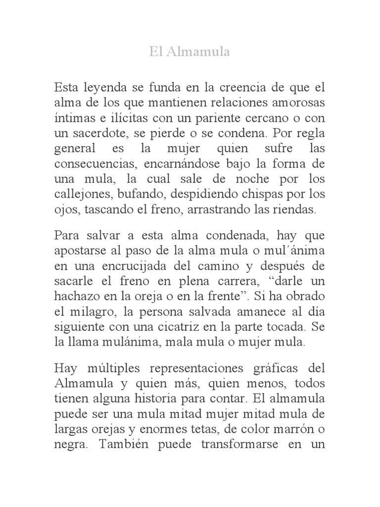 La Leyenda del Almamula en Santiago | PDF