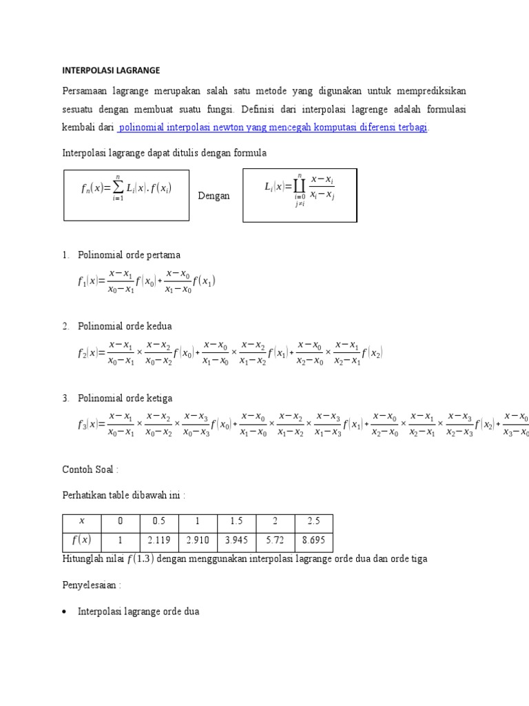 Interpolasi Lagrange | PDF