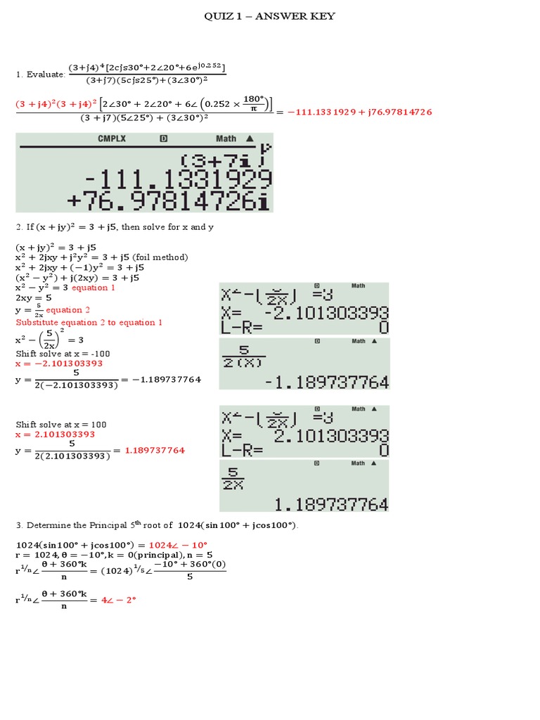 Quiz 1 Answer Key | PDF | Mathematical Physics | Mathematical Analysis