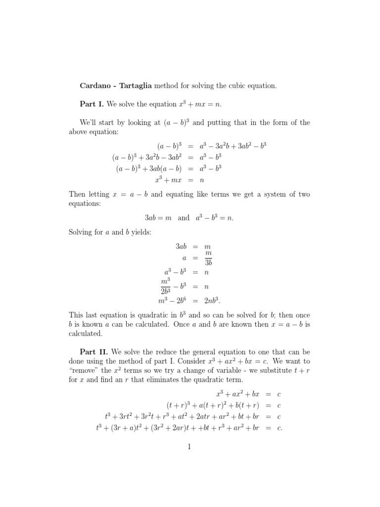 Solving Cubic and Quartic Eq | PDF | Mathematics | Applied Mathematics