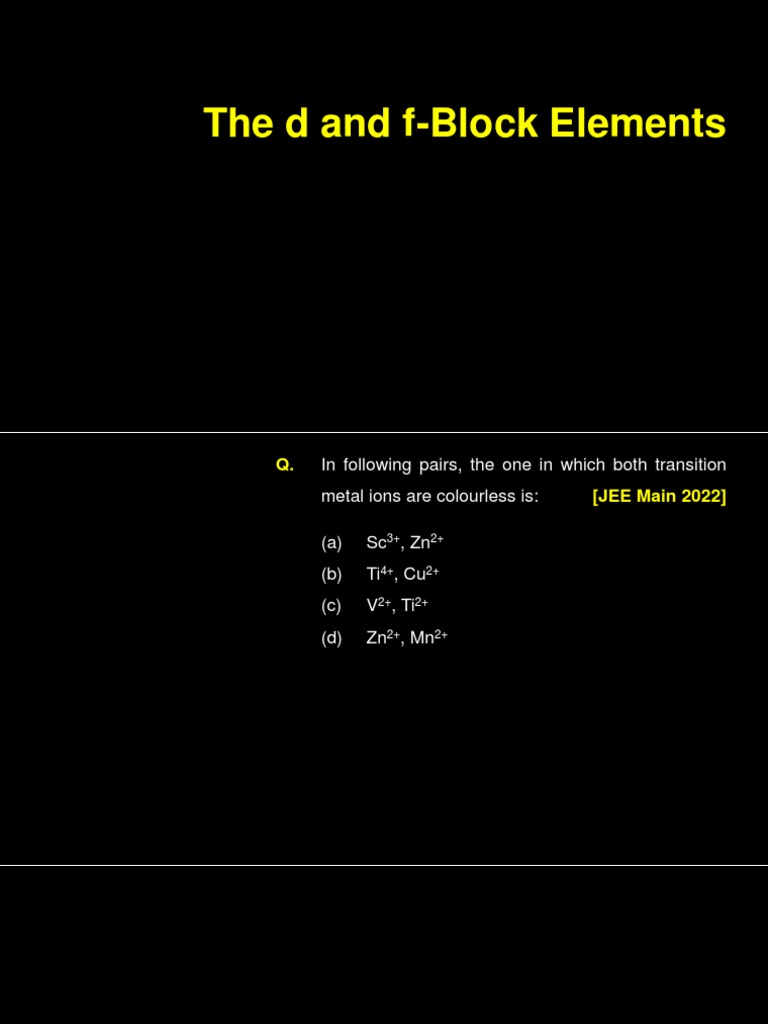 The D-F-Block Elements | PDF | Lanthanide | Materials