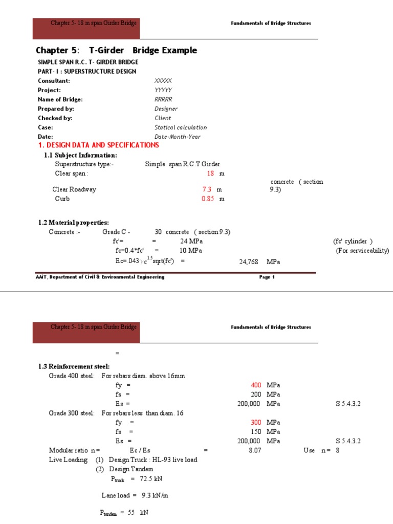 Chap-5-T-Girder Example-1 | PDF | Bridge | Bending