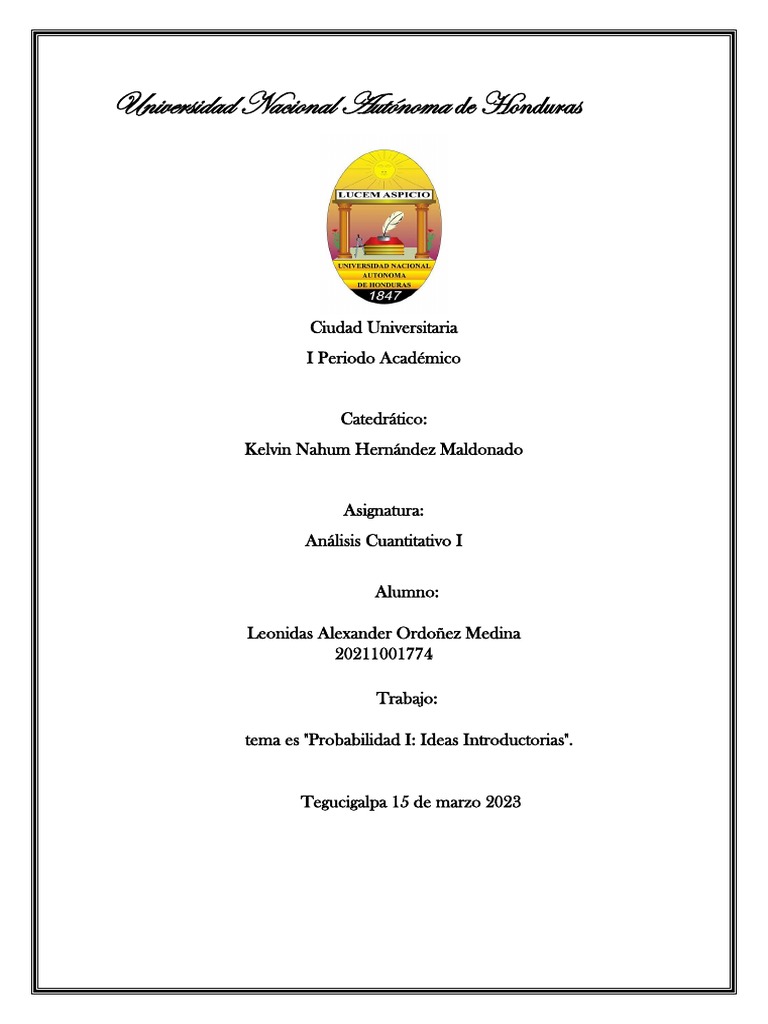 MEDINA LEONIDAS U3T1a10 | PDF | Probabilidad | Teoría de probabilidad