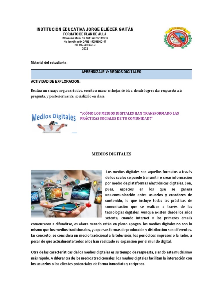 Medios Digitales | PDF | Servicio de redes sociales | Internet