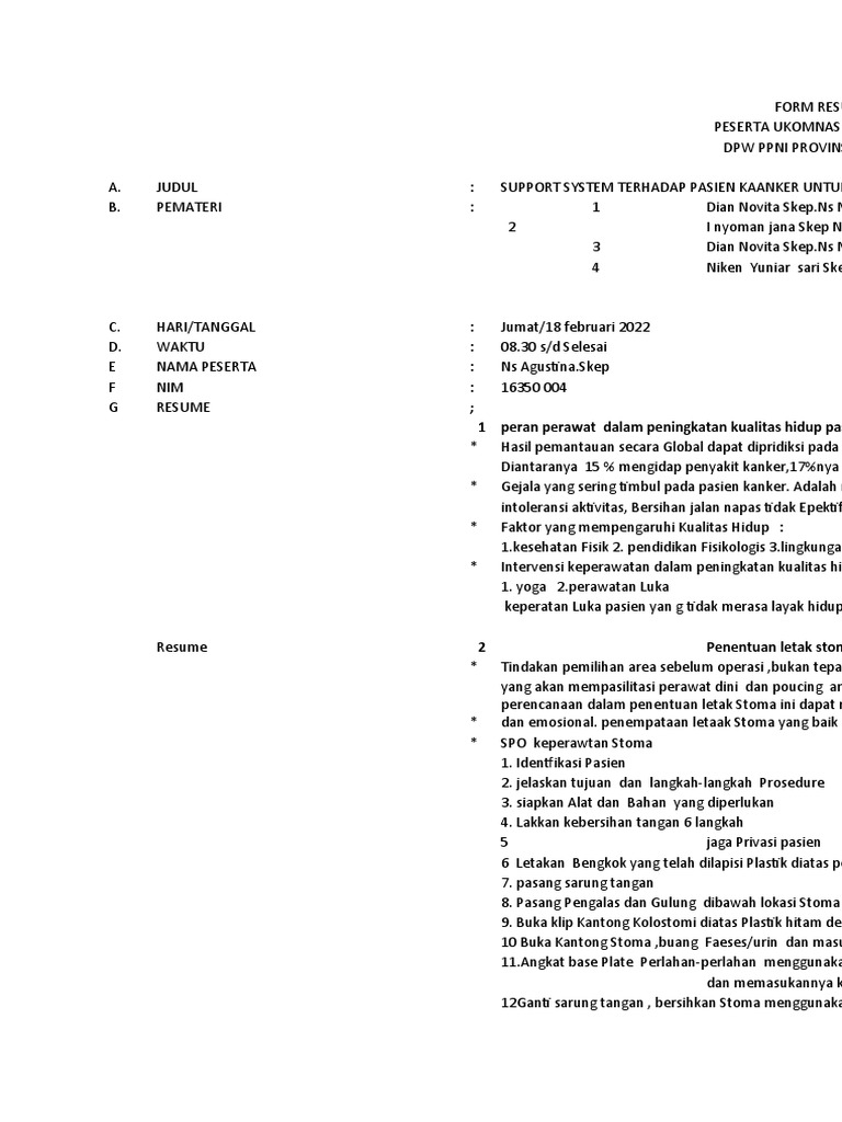 Tugas RESUME An Ns Agustina Skep | PDF