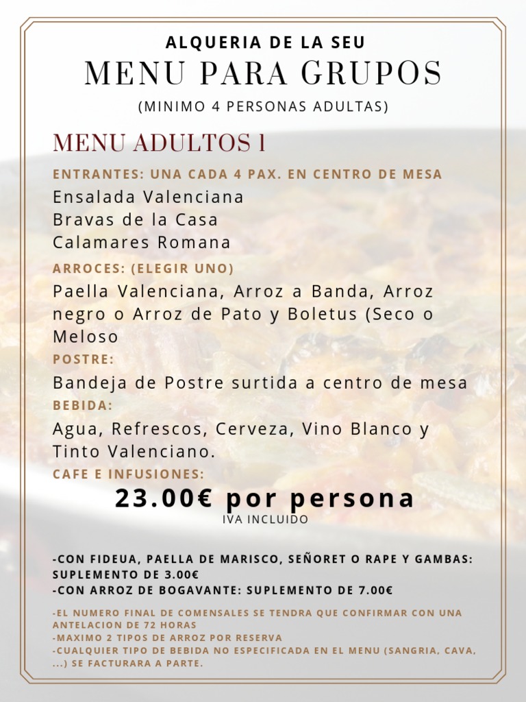 Menús Grupales para Adultos e Infantiles | PDF | Alimentos | Cocina