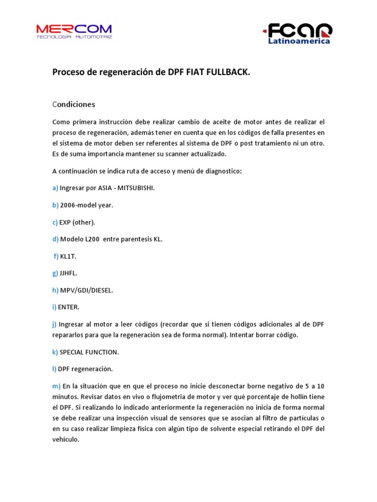 Regeneracion FIAT FULLBACK | PDF