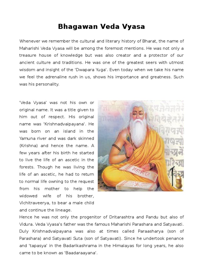 Bhagwan Veda Vyas | Vedas | Hindu Philosophical Concepts