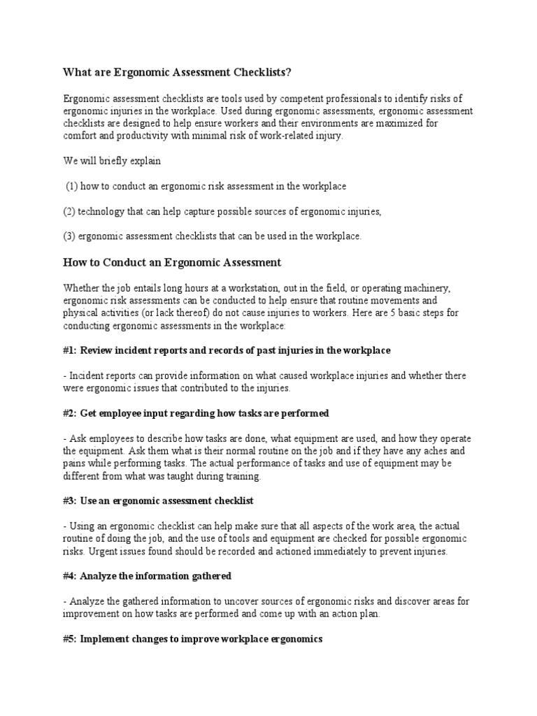 A Guide to Conducting Effective Ergonomic Assessments and Identifying ...