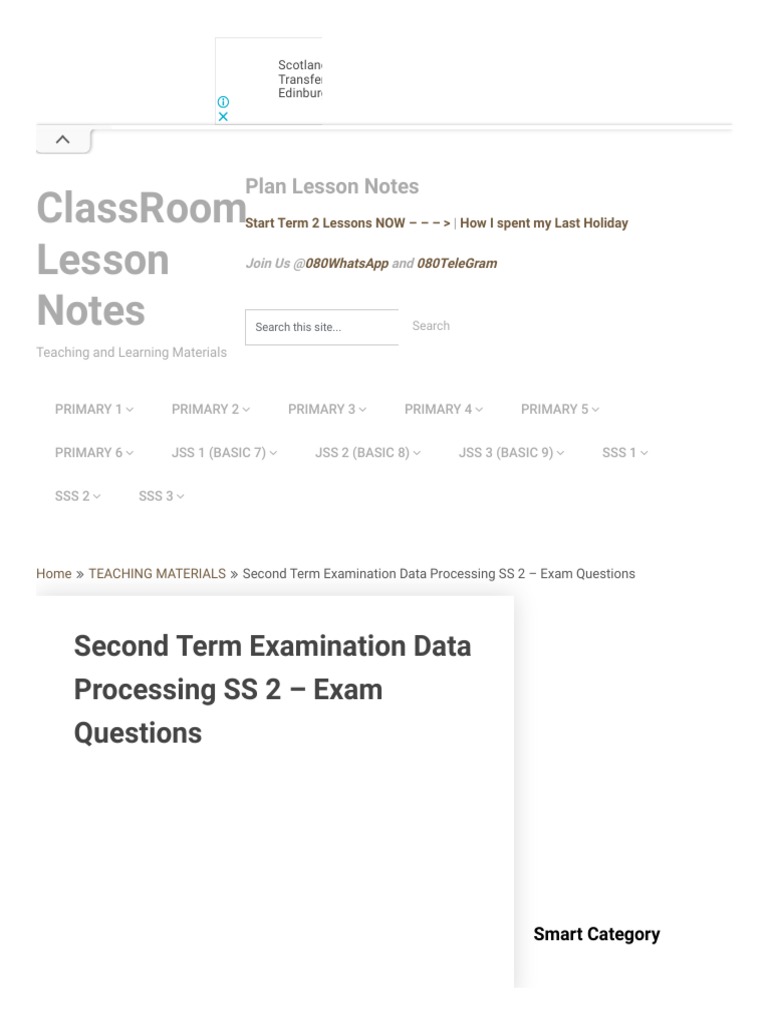 Second Term Examination Data Processing SS 2 - Exam Questions ...