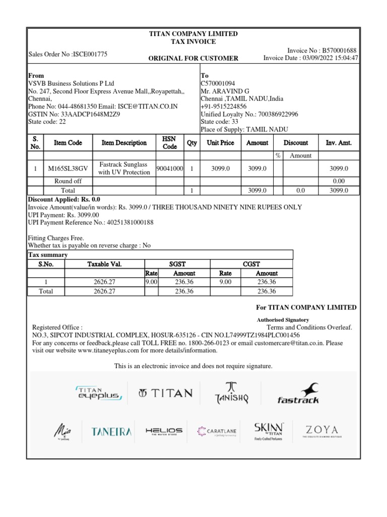 Invoice 17780702440786029961 | Download Free PDF | Invoice | Glasses