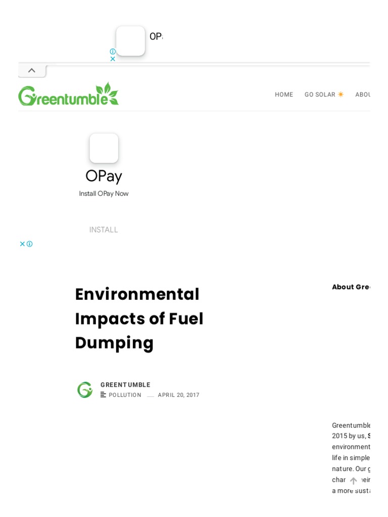 Environmental Impacts of Fuel Dumping - Greentumble | PDF | Aviation ...
