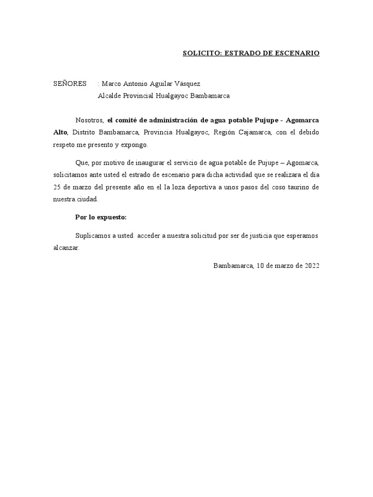 SOLICITO tabladillo.docx | PDF