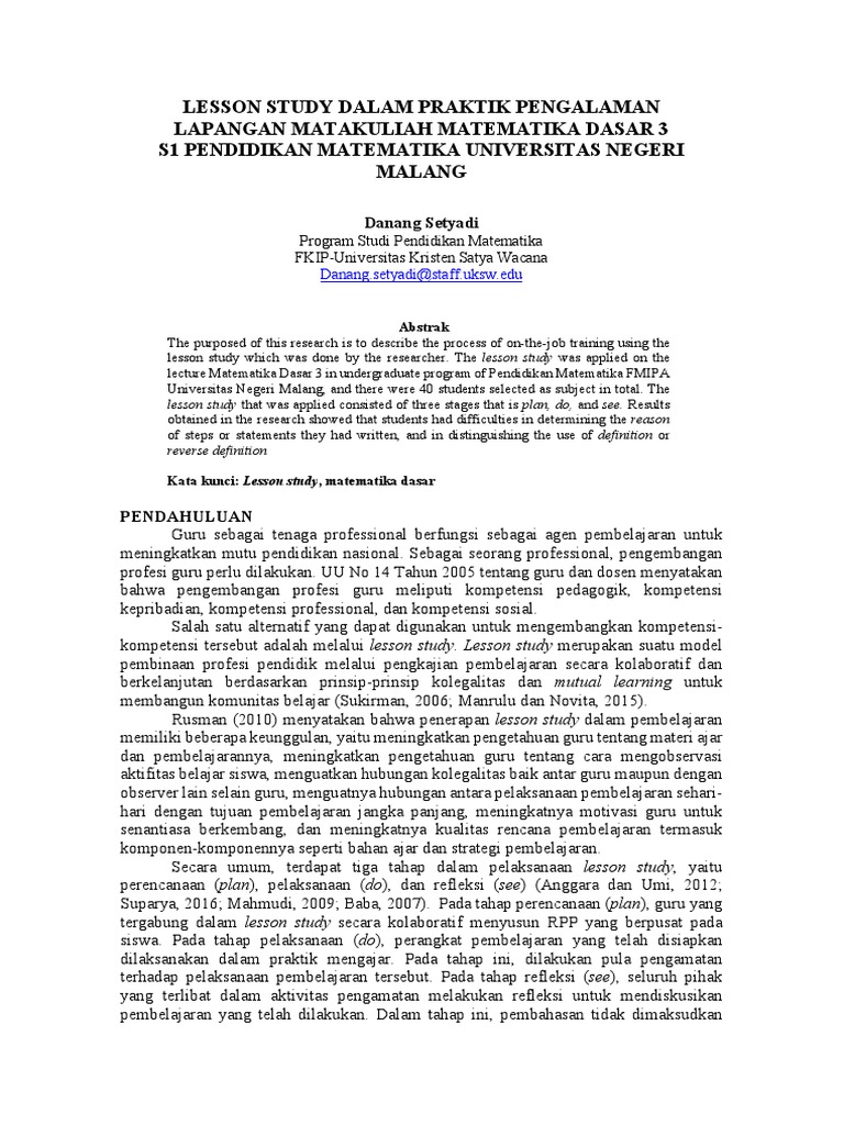 Contoh Artikel Lesson Study | PDF