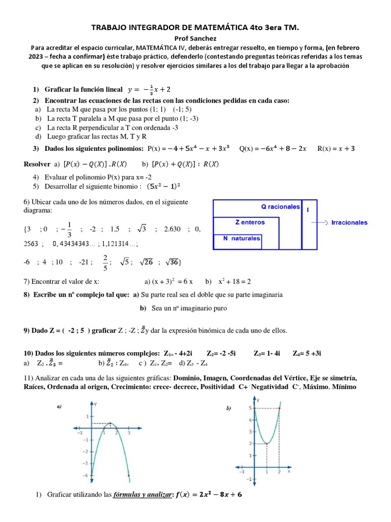 Matemática 4to TM - Febrero | PDF