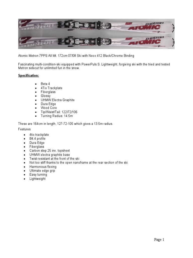 Atomic Skiis Metron 7PPS All MT | PDF | Technology & Engineering