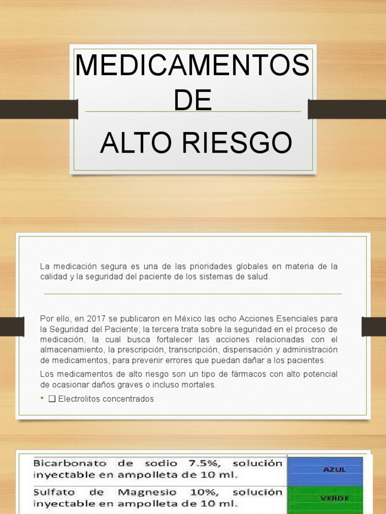 Medicamentos de Alto Riesgo | PDF