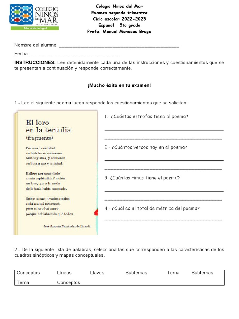 Examen de Español | PDF | Poesía