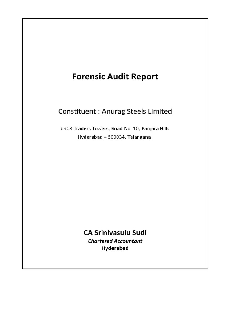 Forensic Audit Report: Anurag Steels Ltd. | PDF | Loans | Taxes