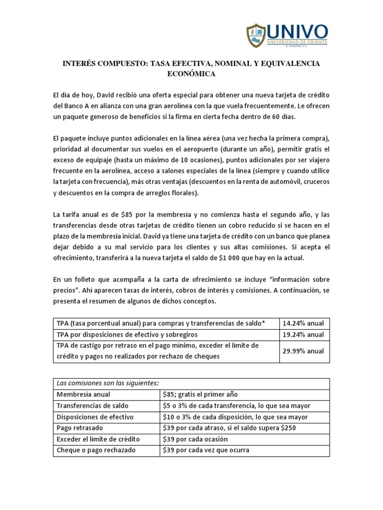 Caso 1 INEC - Tasa Efectiva, Nominal y Equivalencia Económica | PDF ... Caso 1 INEC - Tasa Efectiva, Nominal y Equivalencia Económica | PDF ...