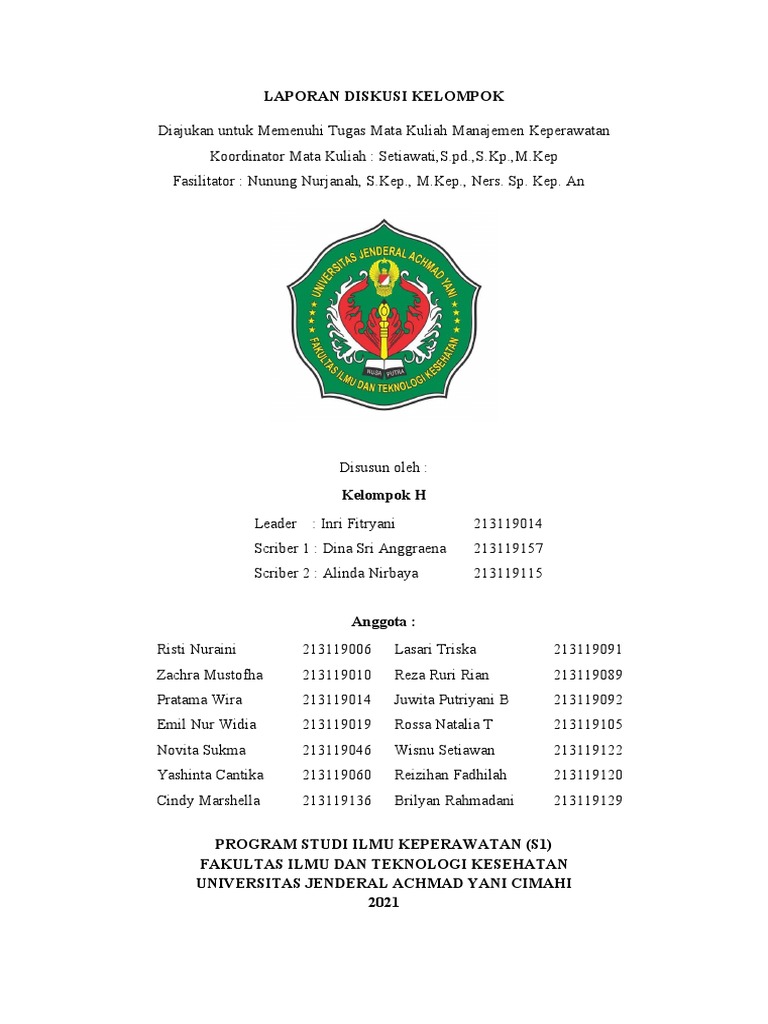 Laporan Diskel Manajemen Kep - Kel H | PDF