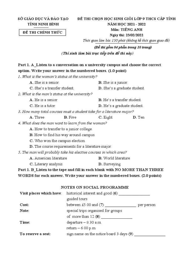 ĐỀ HSG 9-2022-EDIT 2 | PDF