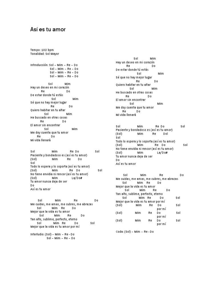 Así Es Tu Amor - Acordes | PDF | Elementos de la música | Teoría musical