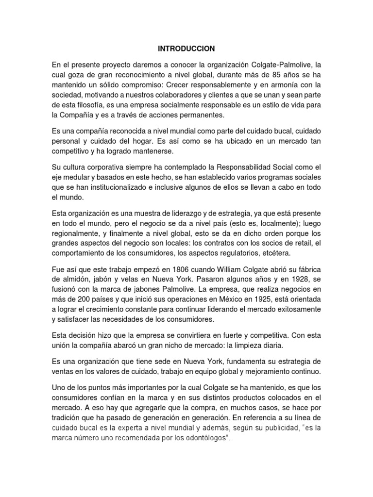 Proceso Estrategico Colgate | PDF