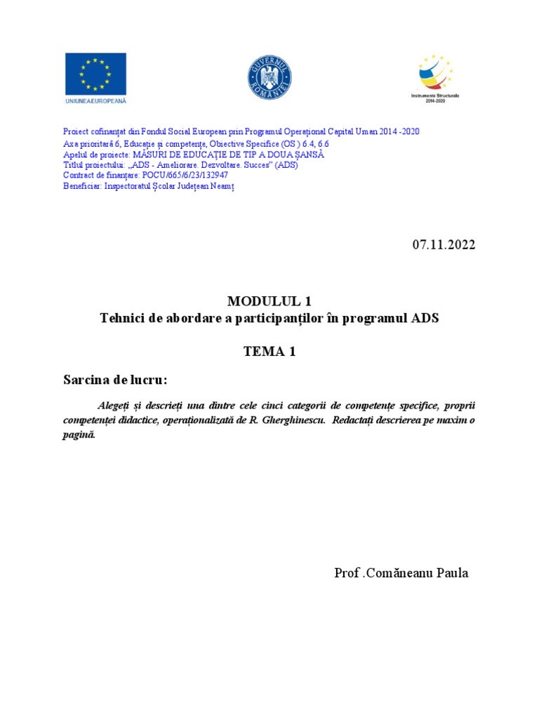 Modulul 1 Tema 1 Pdf